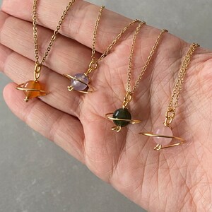 Saturn Necklace Women Carnelian Planet Necklace Orange Agate Saturn ...