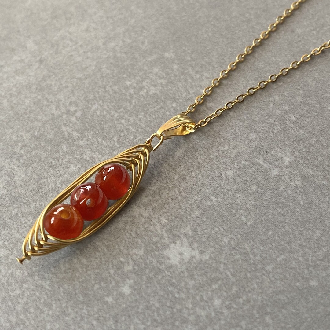 Crystal Necklace Women Carnelian Crystal Necklace Orange Agate Pea Pod ...