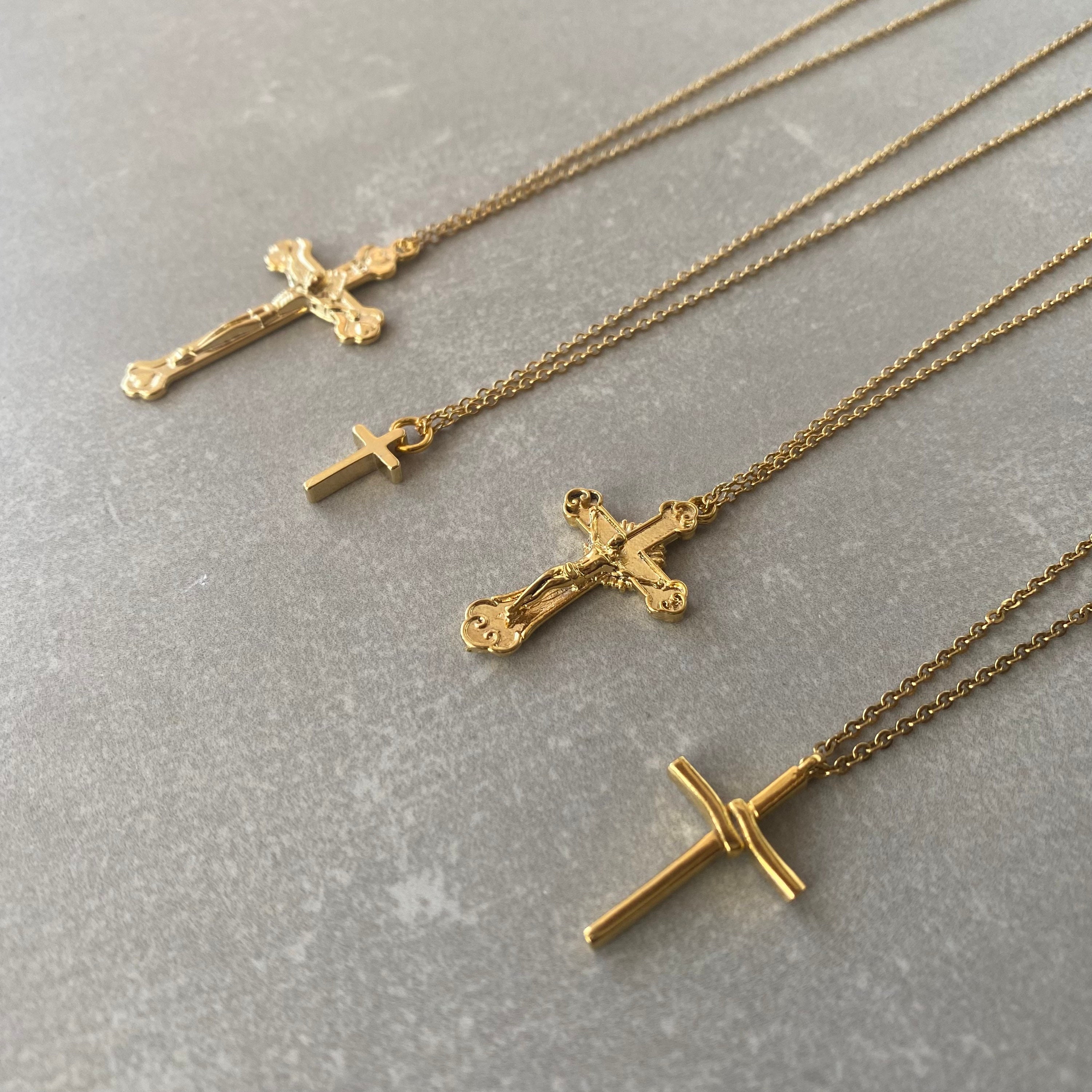 Cross Jesus Necklace Cross Charm Necklace Womens Cross Chain - Etsy