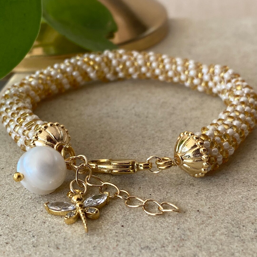 Dainty Large Pearl Beaded Bracelet Women Mini Butterfly Seed Bead ...