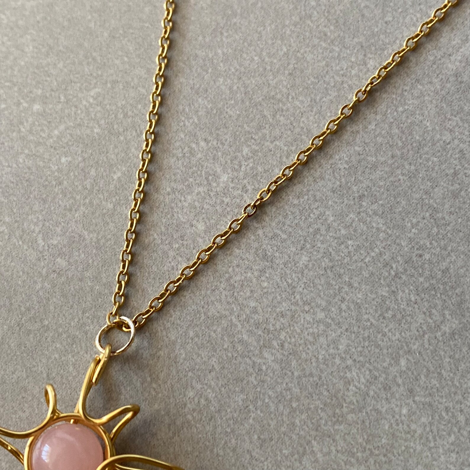 Rose Quartz Sun Necklace: Gold Wire Wrapped Crystal Pendant - Etsy