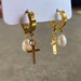 Cross Earrings Pearl Jesus Earrings Christian Hoop Earrings Jesus ...