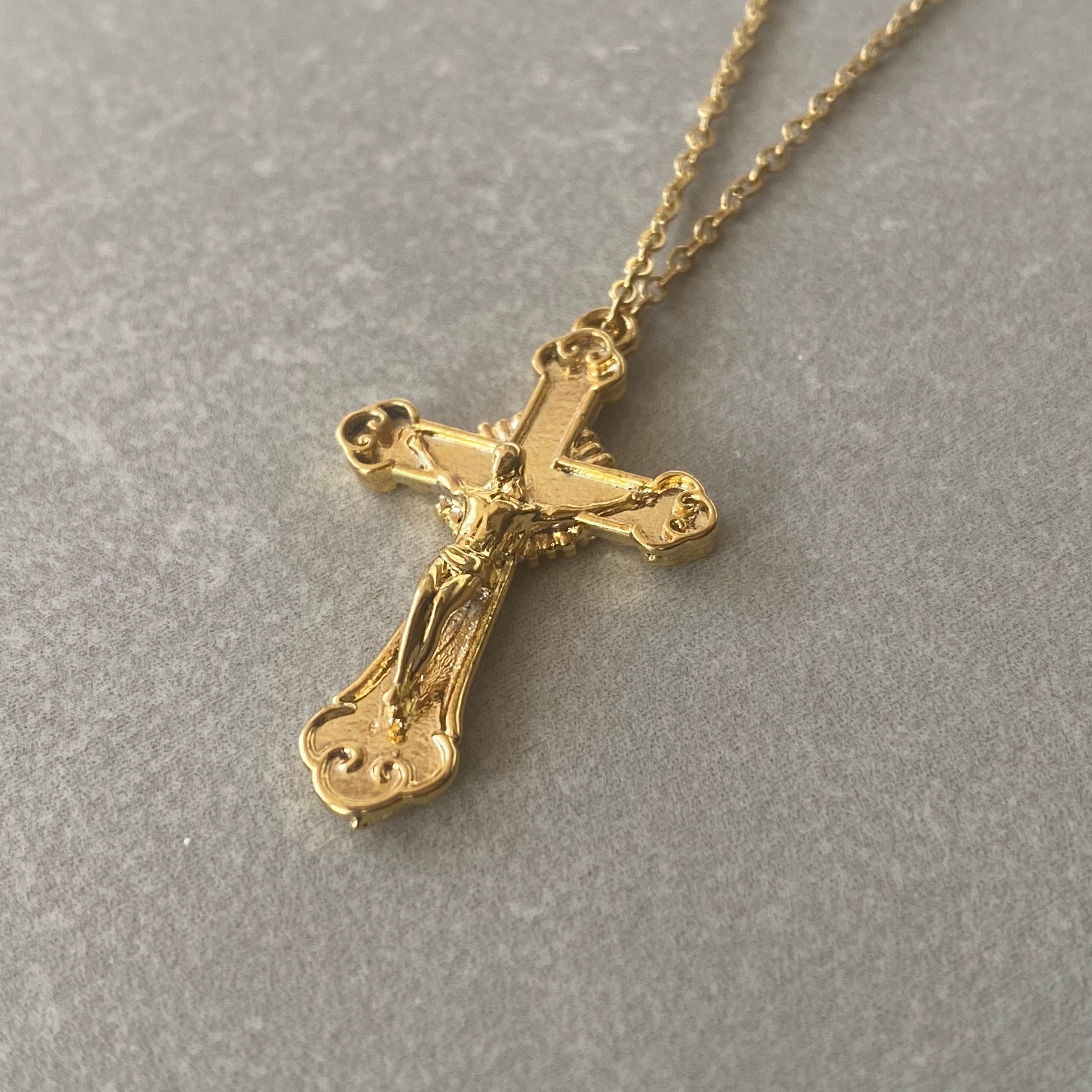 Cross Jesus Necklace Cross Charm Necklace Womens Cross Chain - Etsy