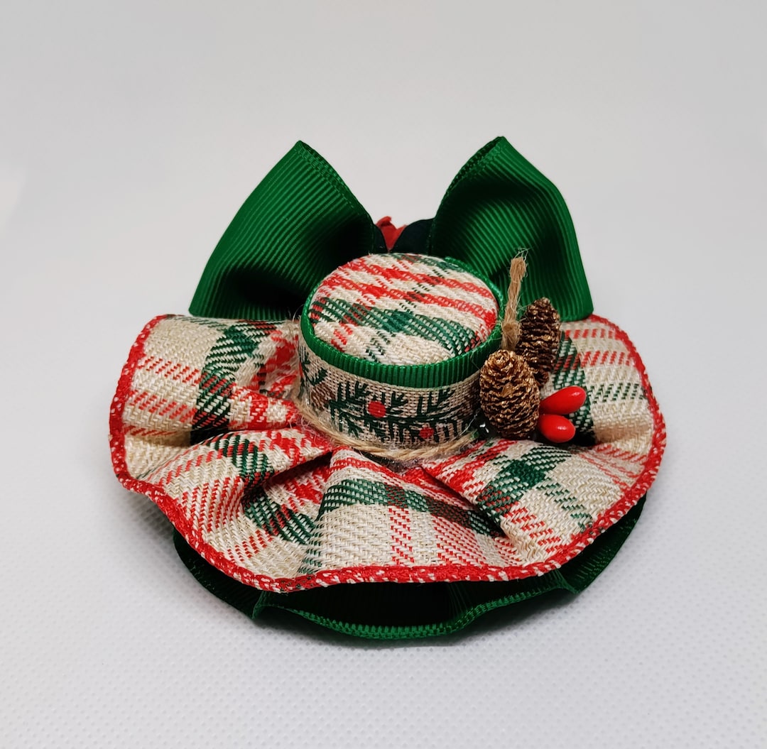 Plaid Christmas Mini Hat: Holiday Hair Clip or Pet Hat - Etsy