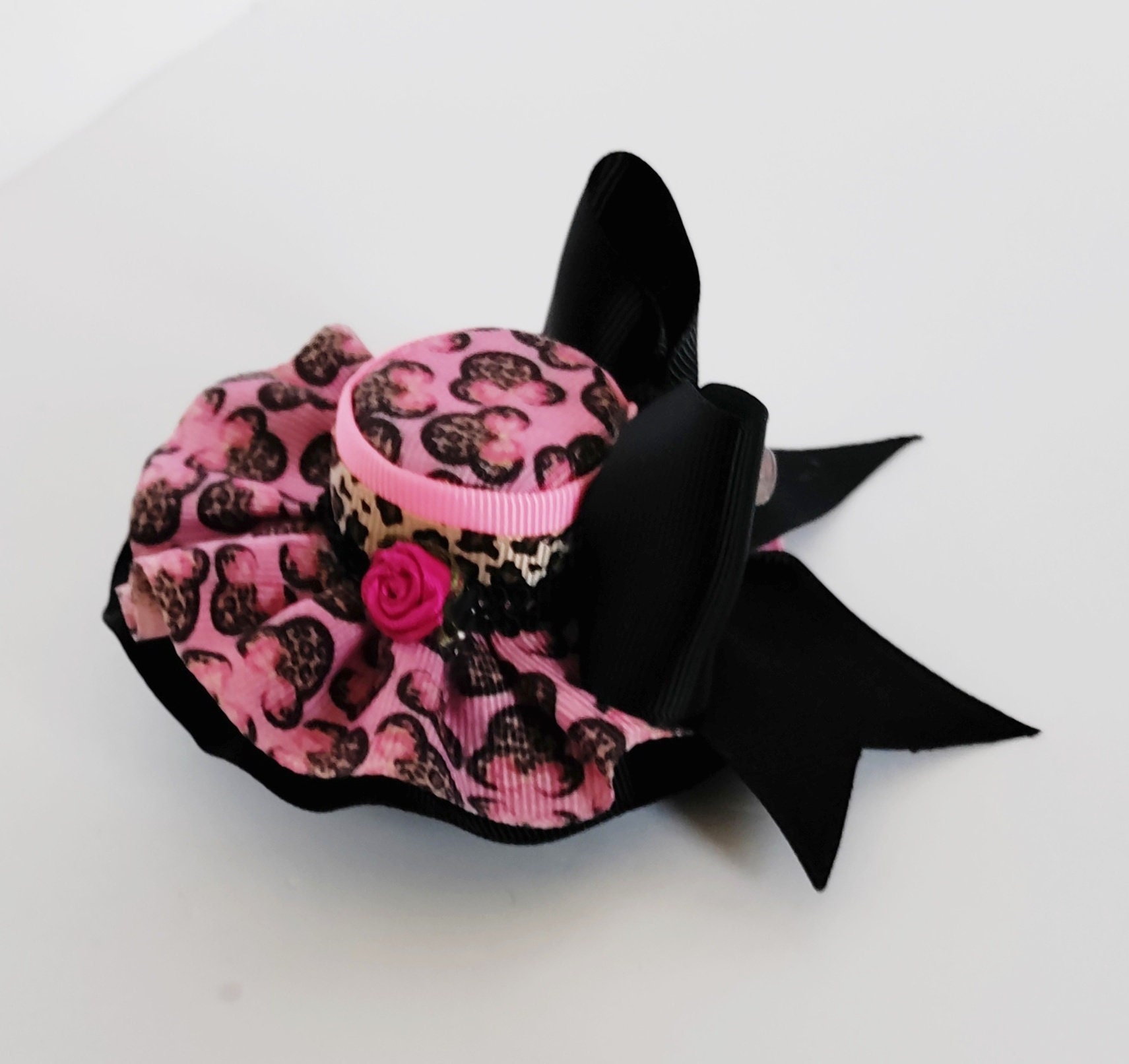 Minnie Mouse Inspired Hat Pink Mini Hat Hair Clip Cheetha - Etsy