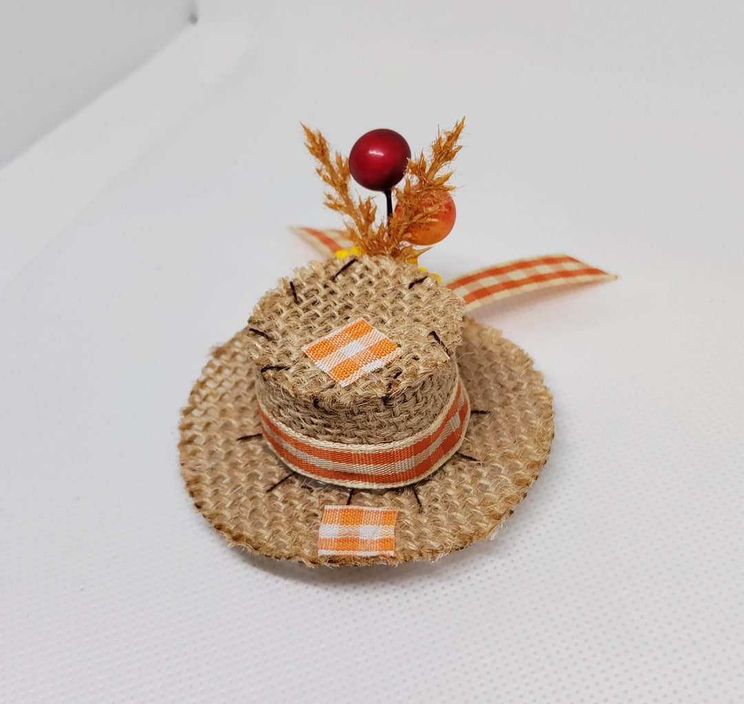 Fall Mini Hat, Burlap Hat, Scarecrow Hat, Hair Clip Hat, Soft Headband ...