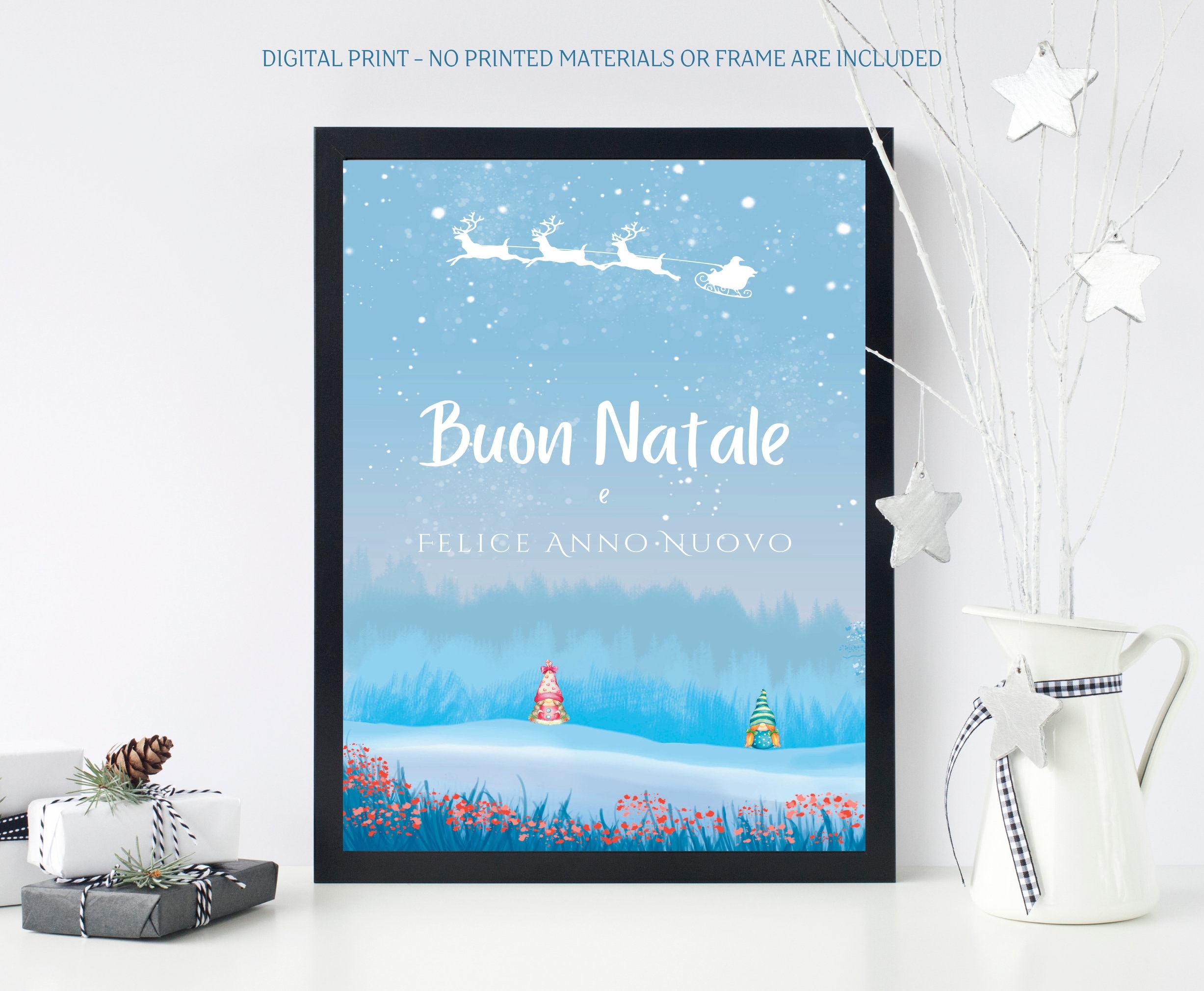 Printable Italian Christmas Wall Art Buon Natale E Felice - Etsy