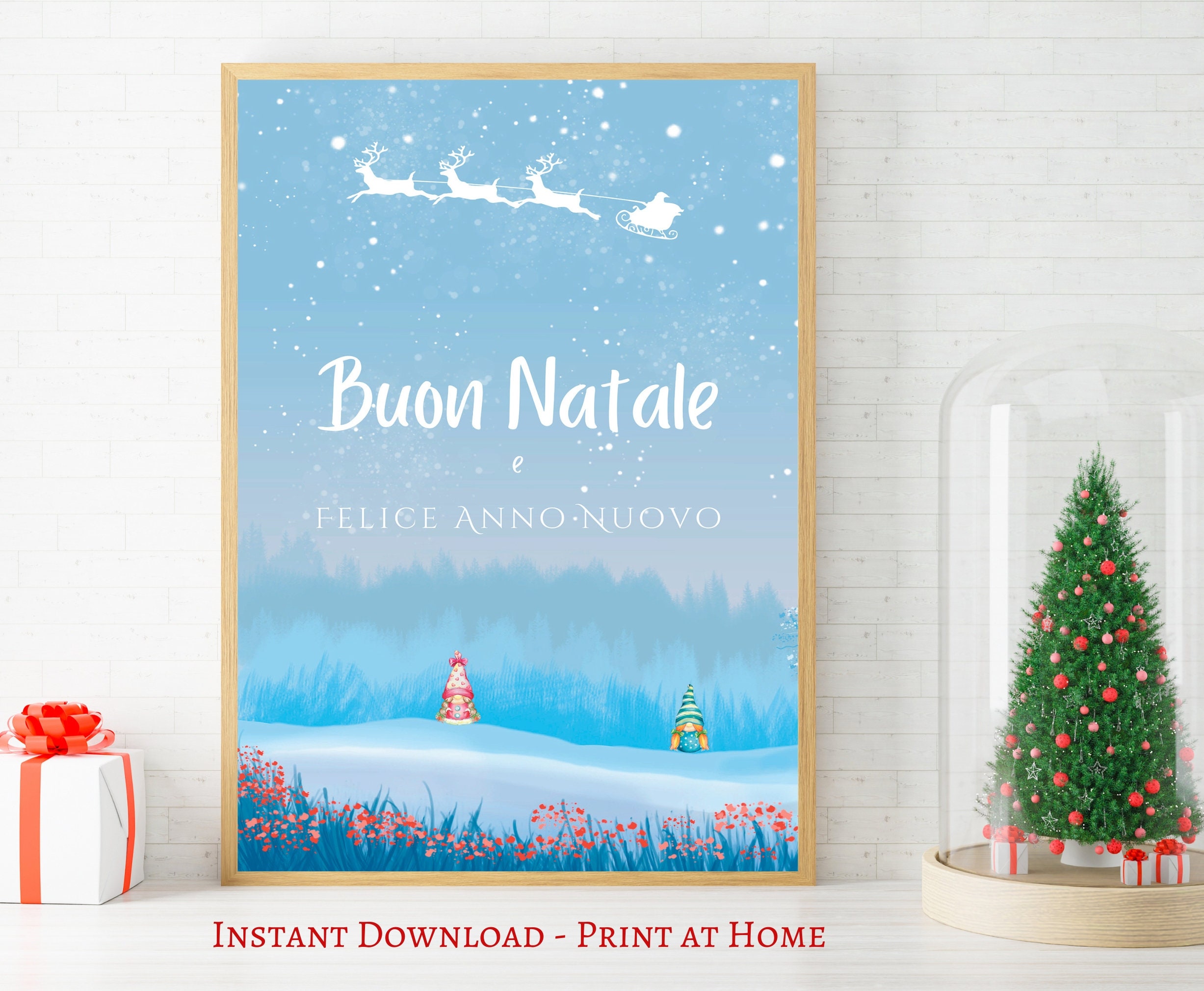 Printable Italian Christmas Wall Art Buon Natale E Felice - Etsy