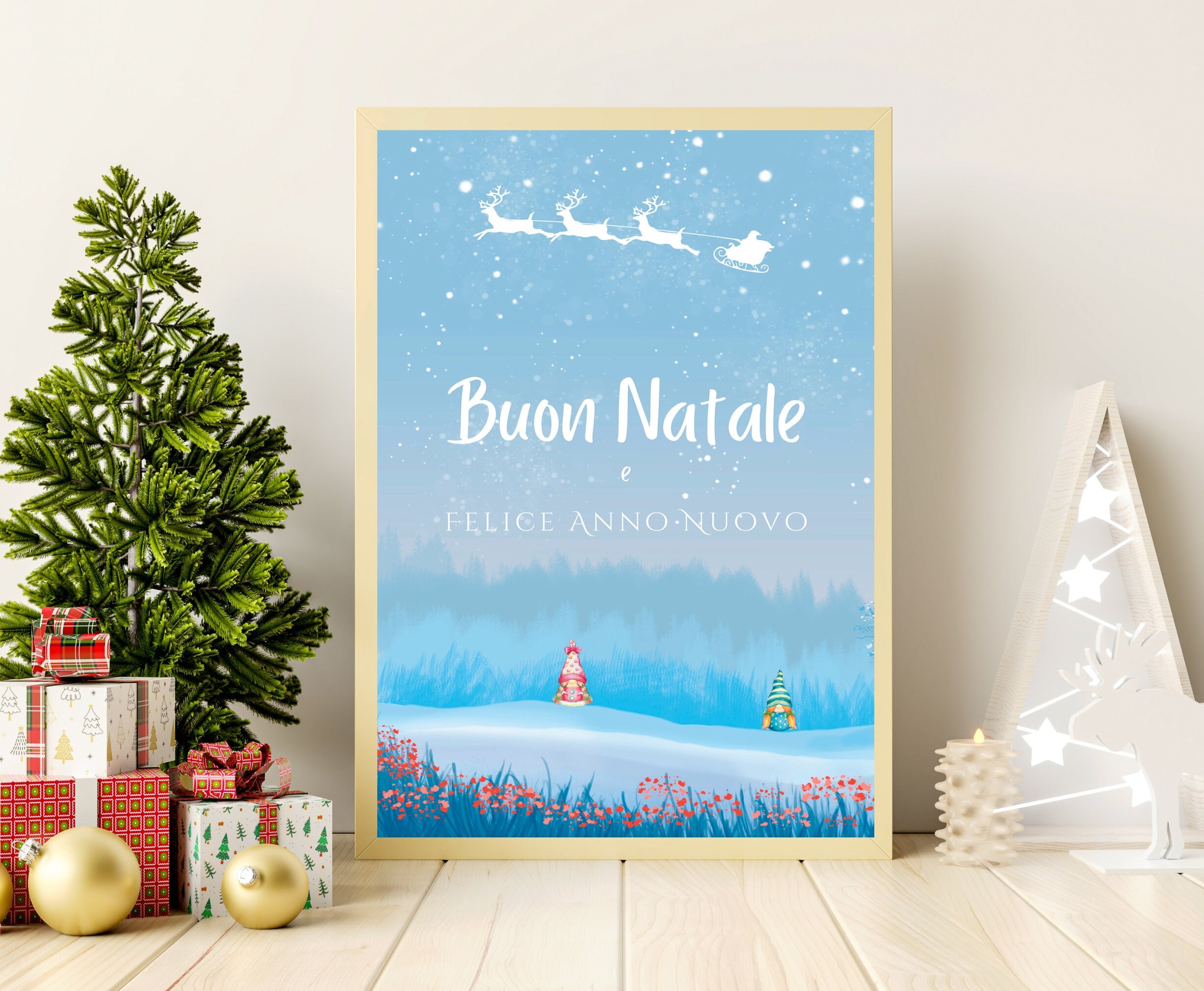 Printable Italian Christmas Wall Art Buon Natale E Felice - Etsy