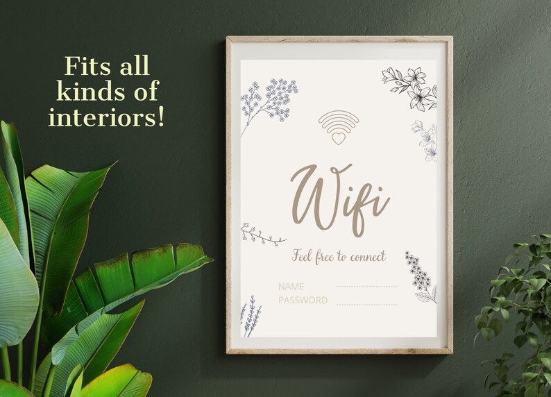 Wifi Password Sign Printable Editable Template Poster in Airbnb and ...