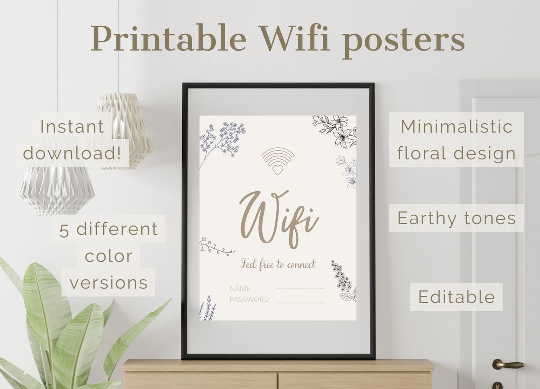 Wifi Password Sign Printable Editable Template Poster in Airbnb and ...