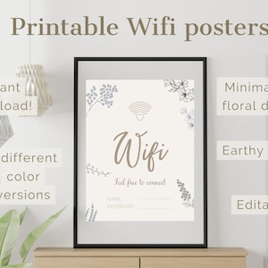 Wifi Password Sign Printable Editable Template Poster in Airbnb and ...