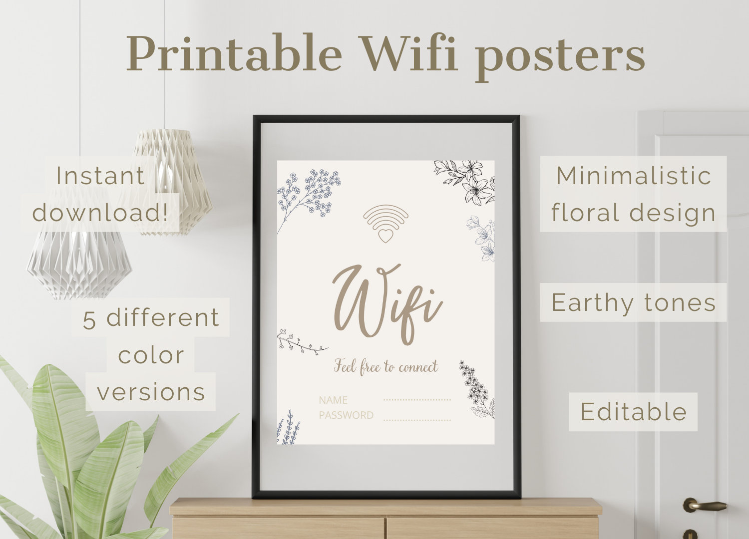Wifi Password Sign Printable Editable Template Poster in Airbnb and ...