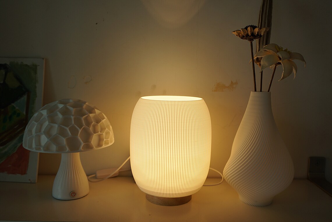 Bedside Lamp Minimalist Lamp of 3D Printed Shade USB Power - Etsy