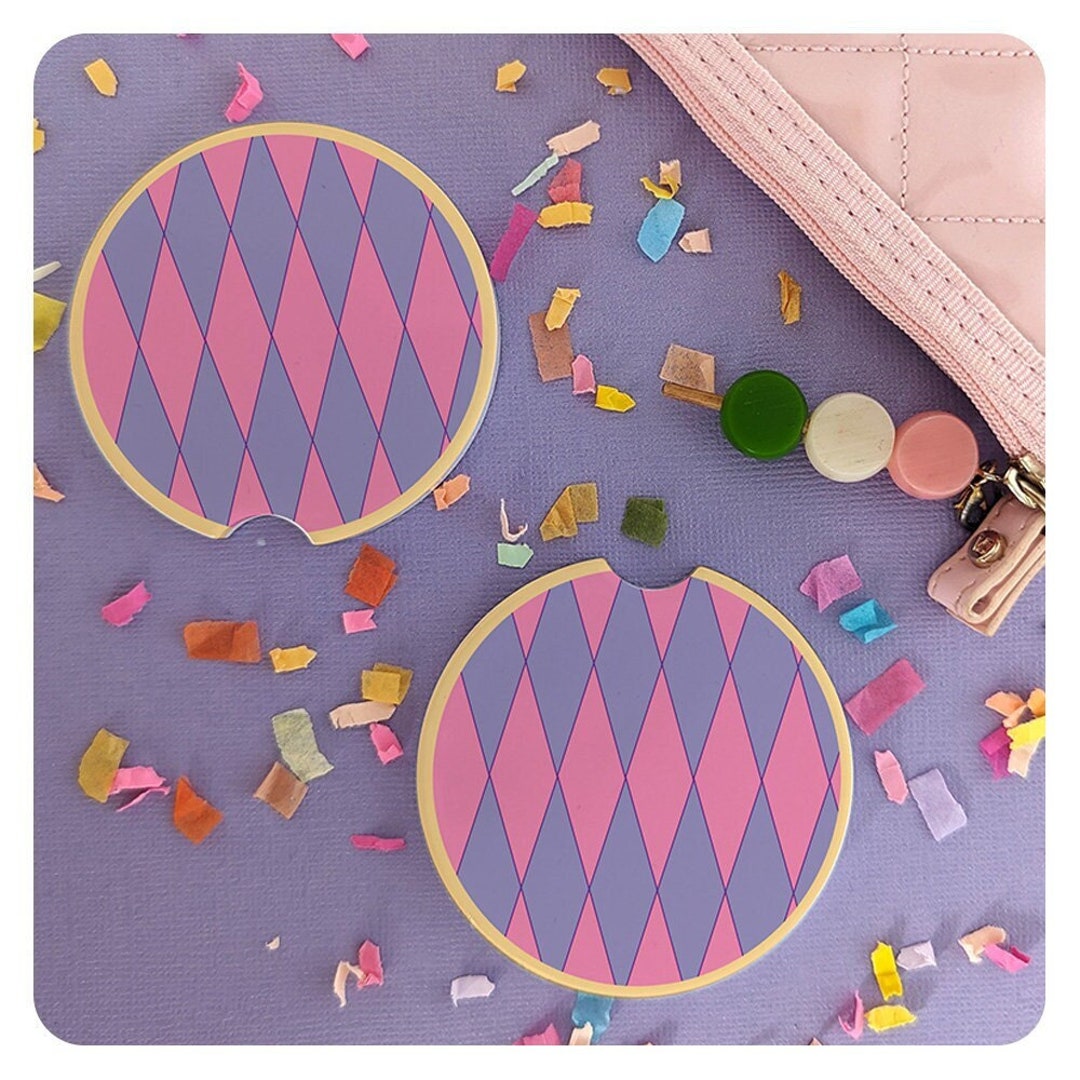 Wizard Sweater Pattern Ceramic Car Coasters, Set of 2 Car Drink Holder ...