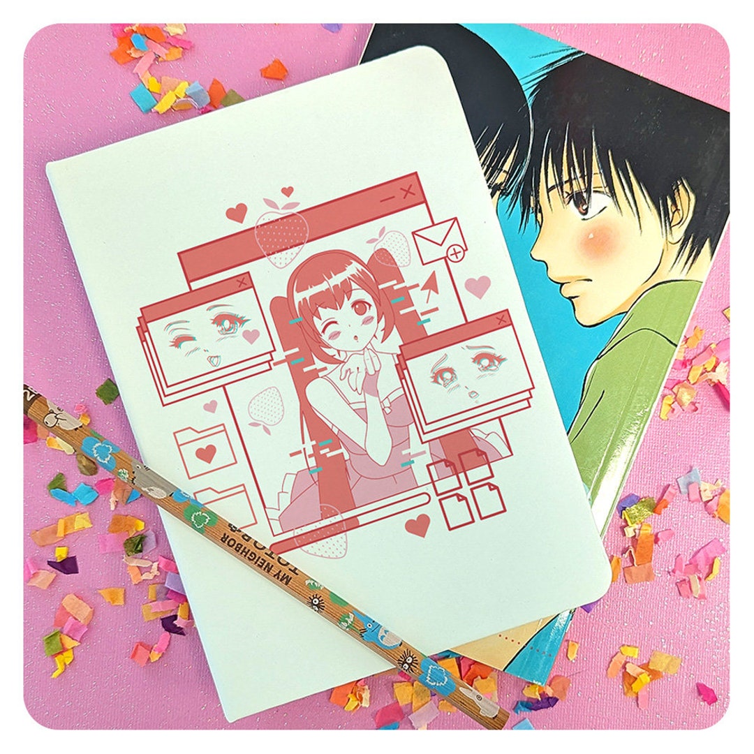 Cute Computer Anime Girl Journal, Cute Kawaii Style Notebook, Gamer ...