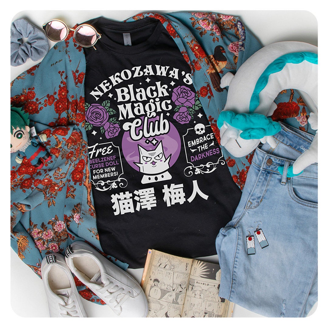 Nekozawa's Black Magic Club, Anime T-shirts, Japanese Graphic Tee, Cute ...