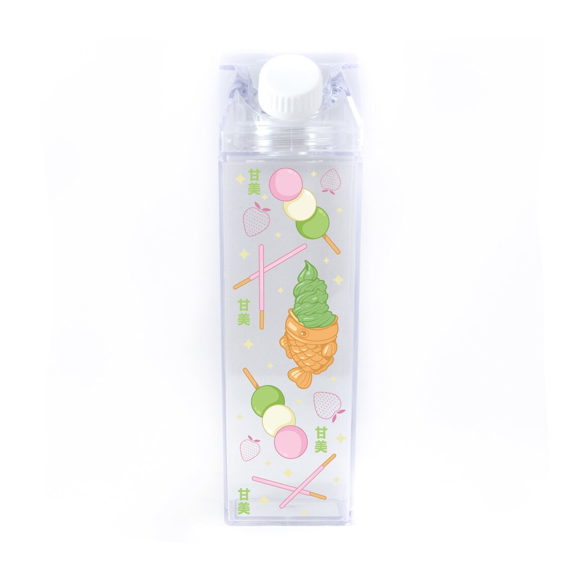 Cute Japanese Desserts Milk Carton Water Bottle, Kawaii Water Bottle ...