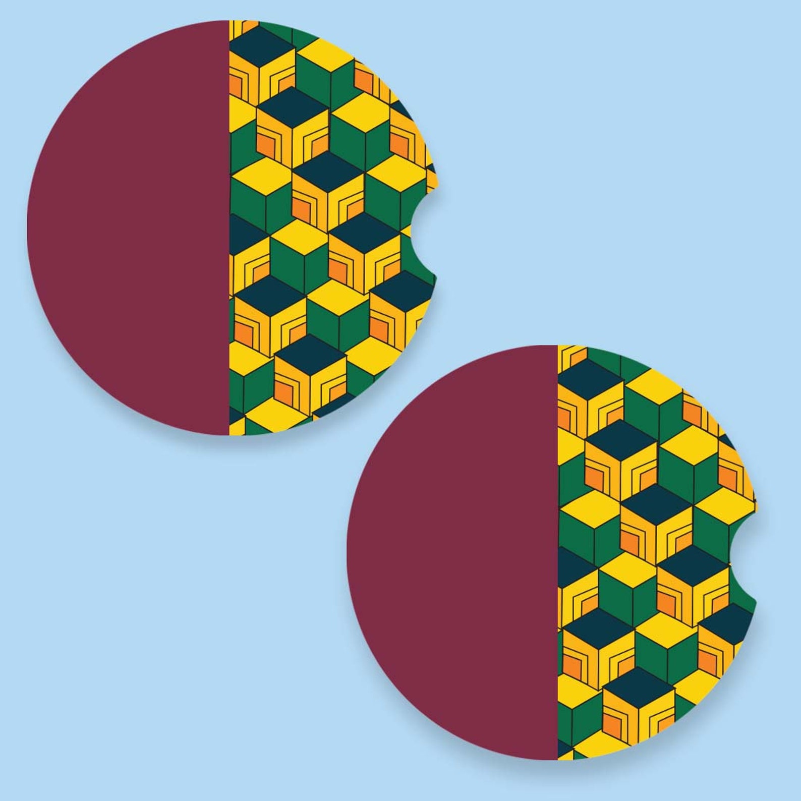 Giyu Tomioka Pattern Ceramic Car Coasters Set of 2 Car Drink | Etsy