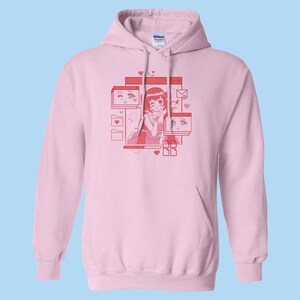 Cute Computer Anime Girl Hoodie, Kawaii Japanese Graphic, Unisex Gamer ...