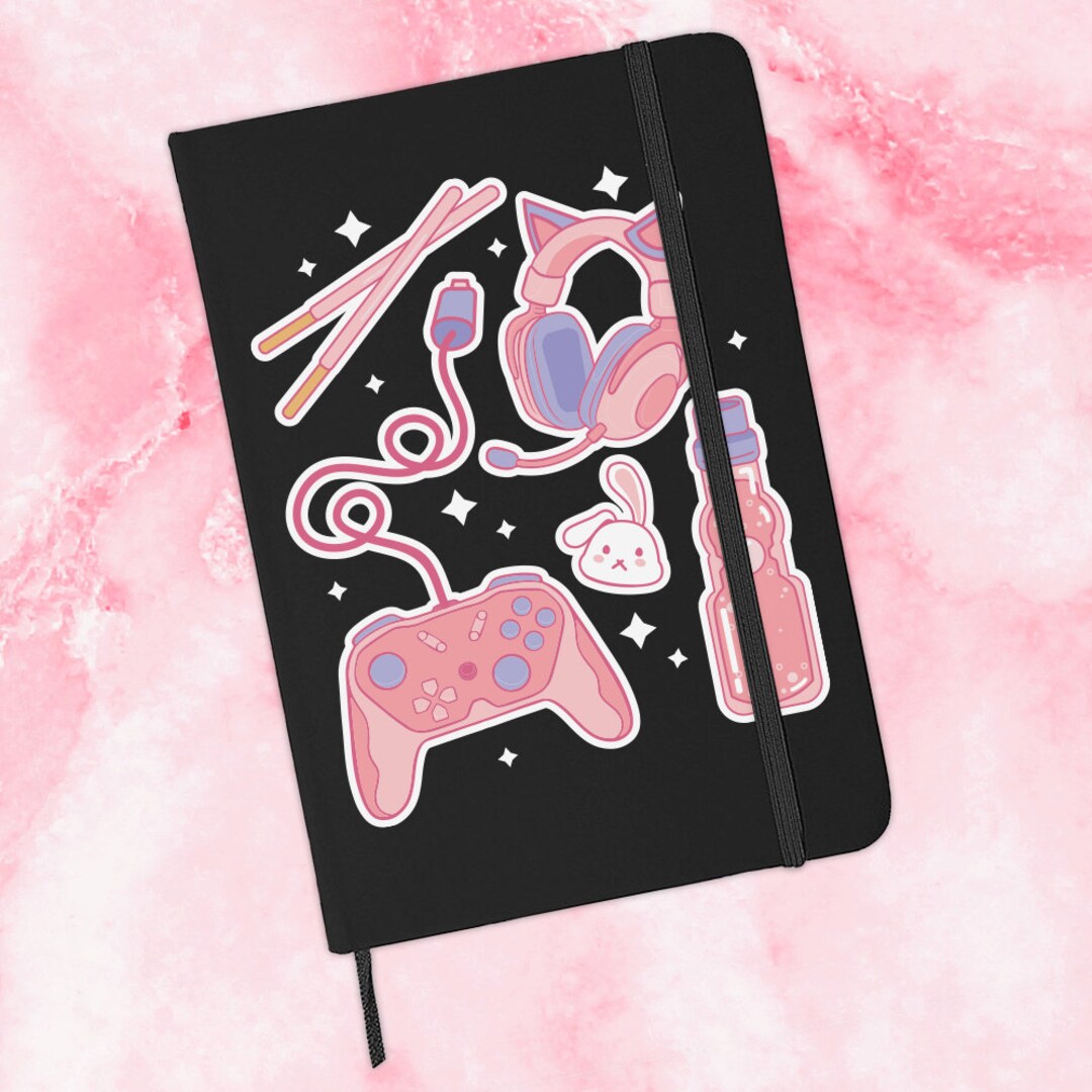 Cute Gamer Girl Icons Journal, Cute Kawaii Style Notebook, Gamer Girl ...