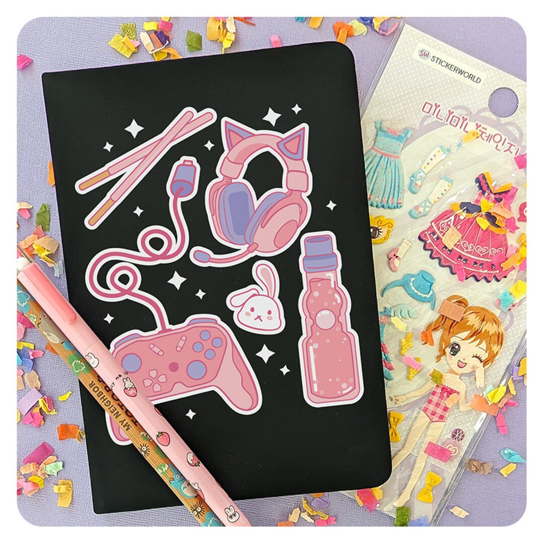 Cute Gamer Girl Icons Journal, Cute Kawaii Style Notebook, Gamer Girl ...