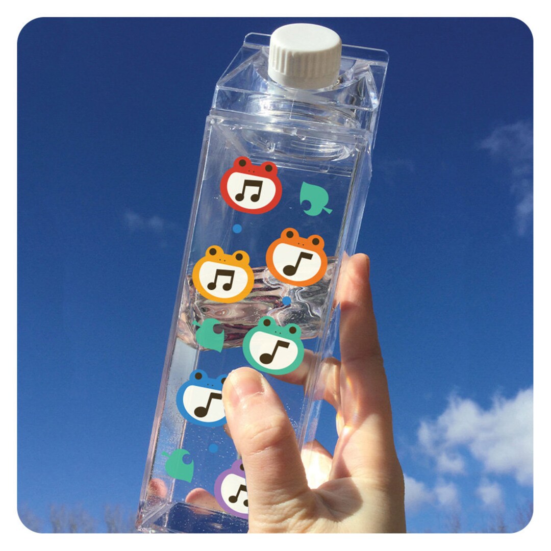Froggy Music Notes Milk Carton Water Bottle, Kawaii Water Bottle, 16.9 ...