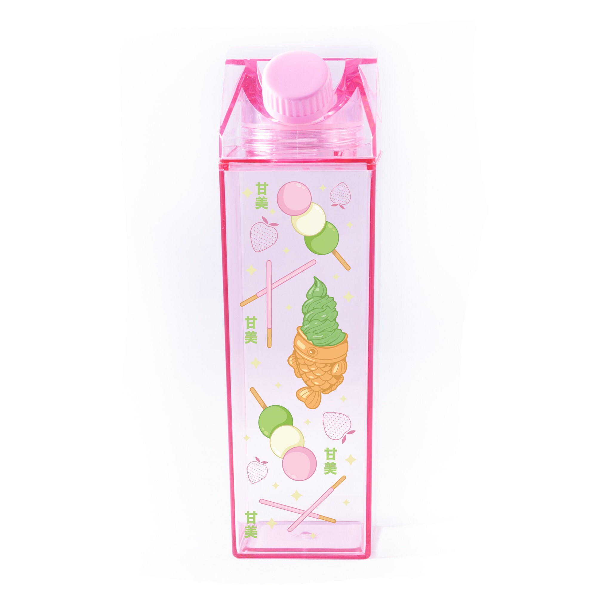 Cute Japanese Desserts Milk Carton Water Bottle, Kawaii Water Bottle ...