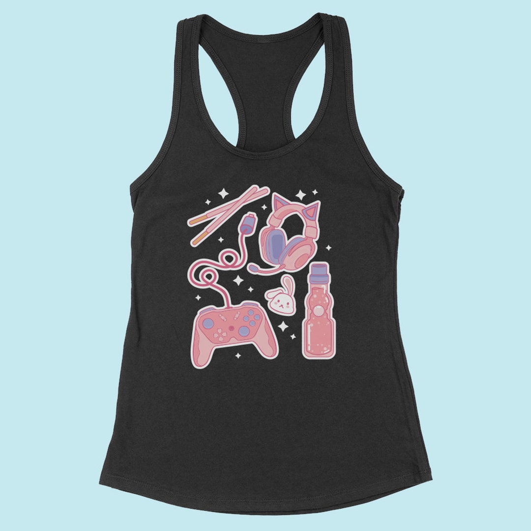 Cute Gamer Girl Icons Tank, Kawaii Tank Top, Japanese Graphic Tank ...