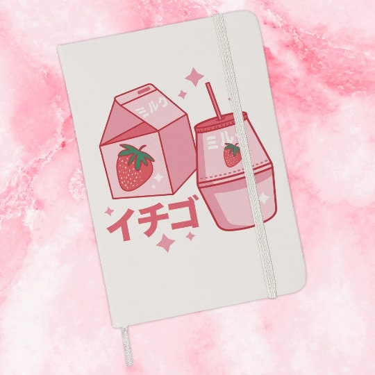 Strawberry Milk Notebook Journal, Cute Kawaii Style Notebook, Japanese ...