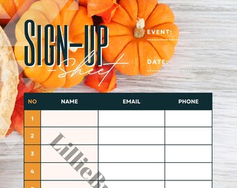 Thanksgiving Sign-up Sheet (printable) - Etsy