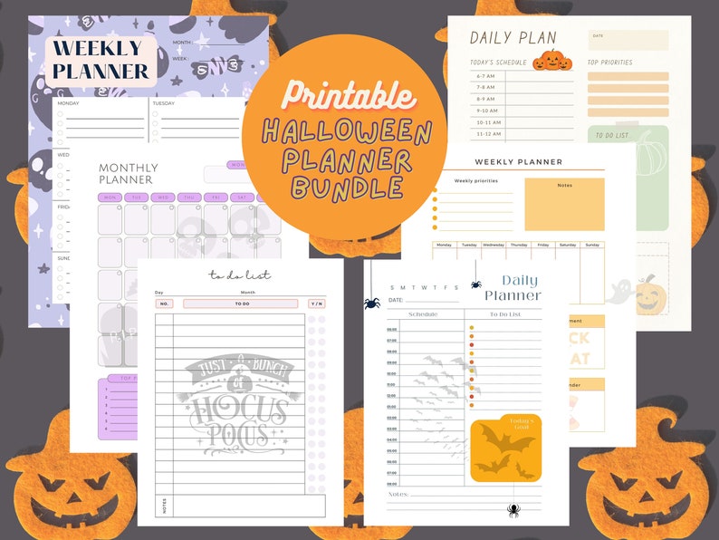 Halloween Planner Bundle (daily, Weekly, and Monthly) - Etsy