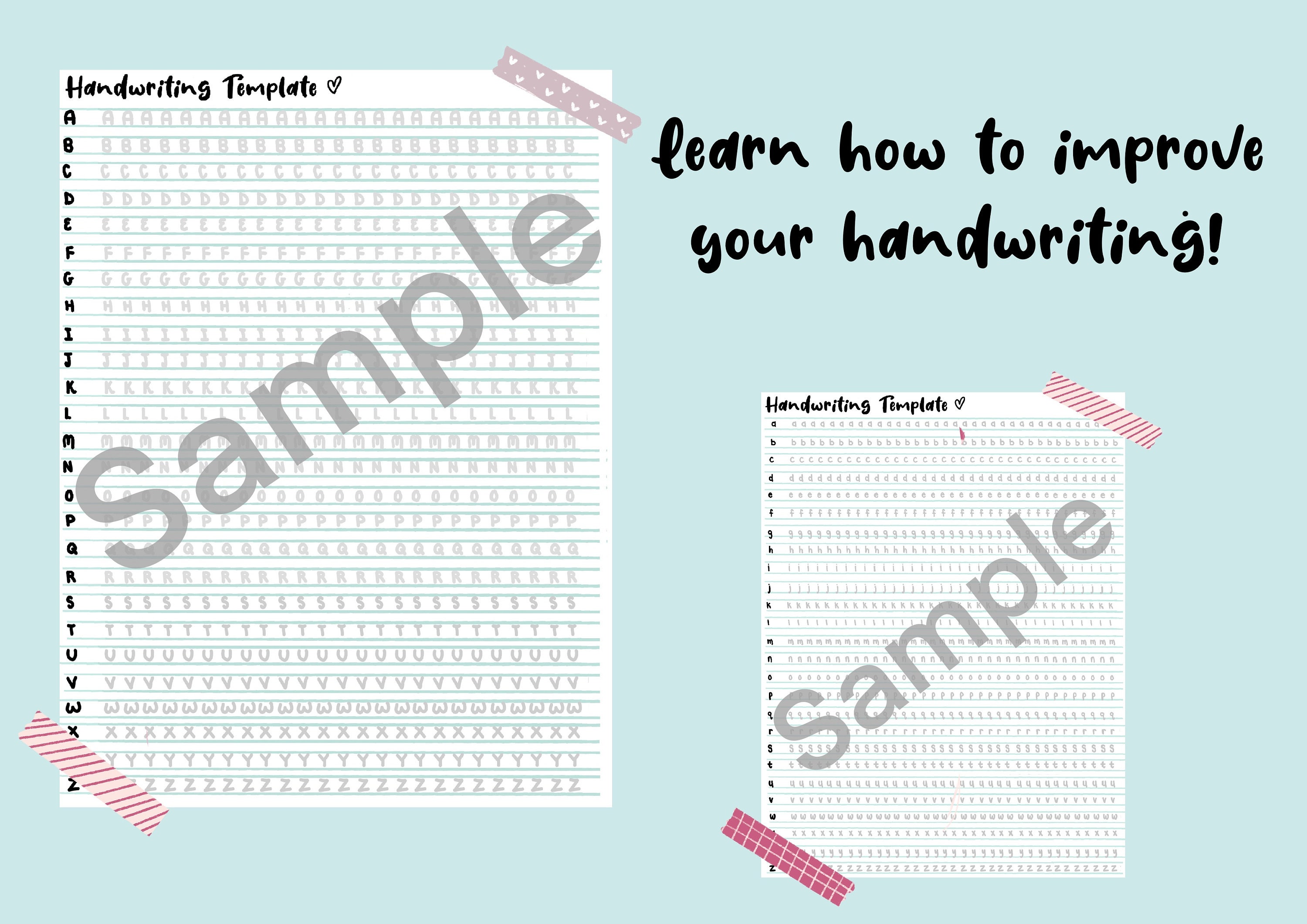 Handwriting Practice Sheets | Digital Downloads, Aesthetic Handwriting ...