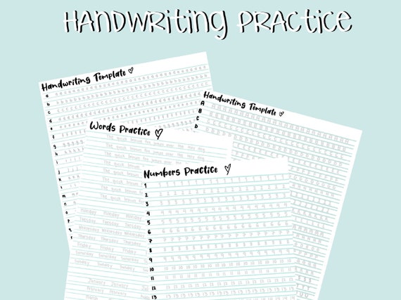 Handwriting Practice Sheets Digital Downloads Aesthetic - Etsy