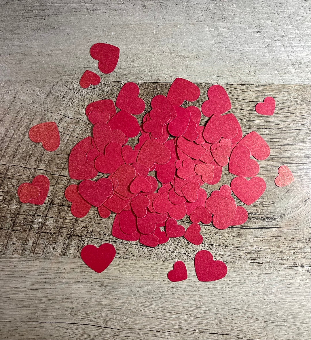 Small 100 Piece Set Red Shimmer Hearts, Mini Paper Cutout Hearts, Die ...