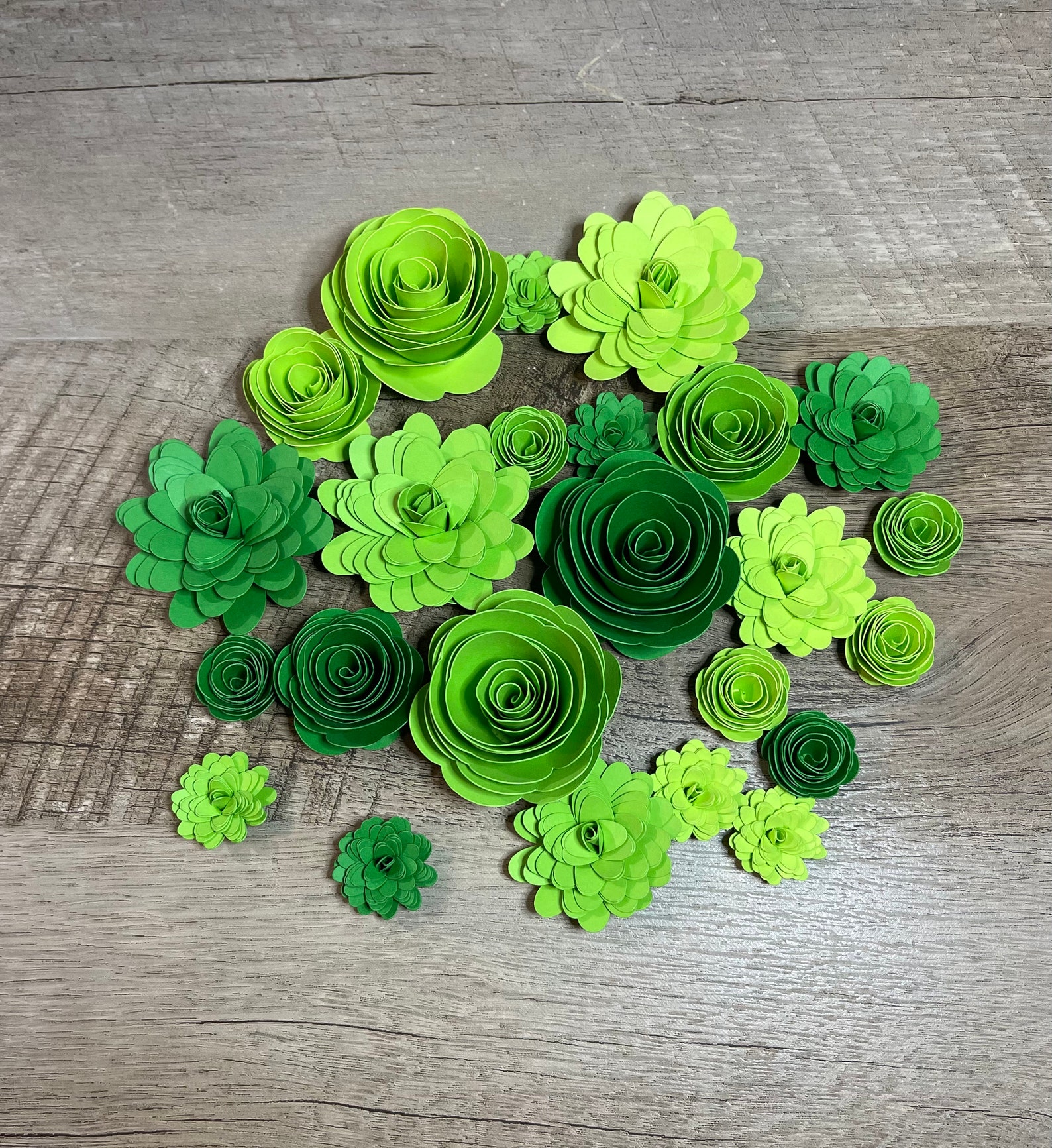 24 Piece Green Rolled Paper Flower Assortment - Etsy