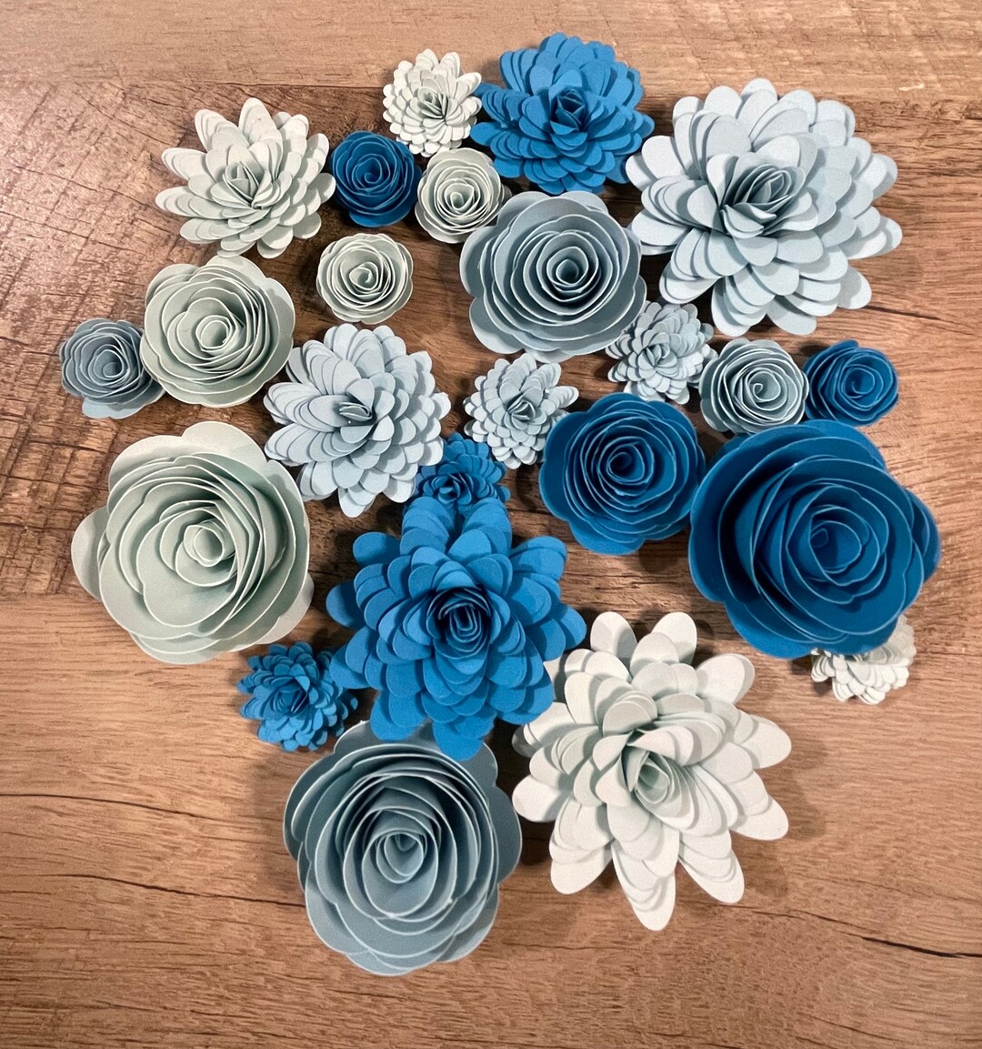 24 Piece Blue Rolled Paper Flowers Assortment - Etsy
