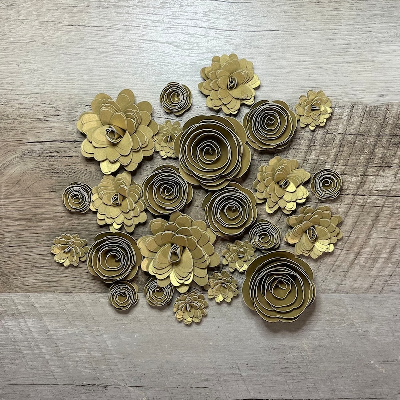 Gold Paper Flowers - Etsy