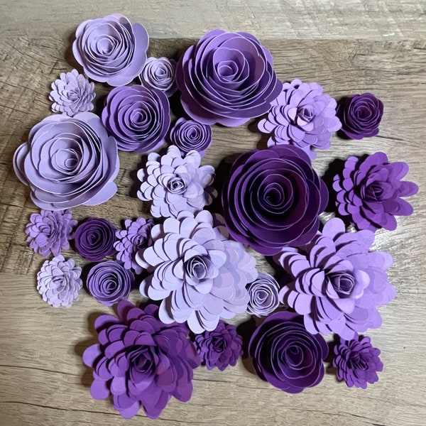 Purple Paper Flowers - Etsy