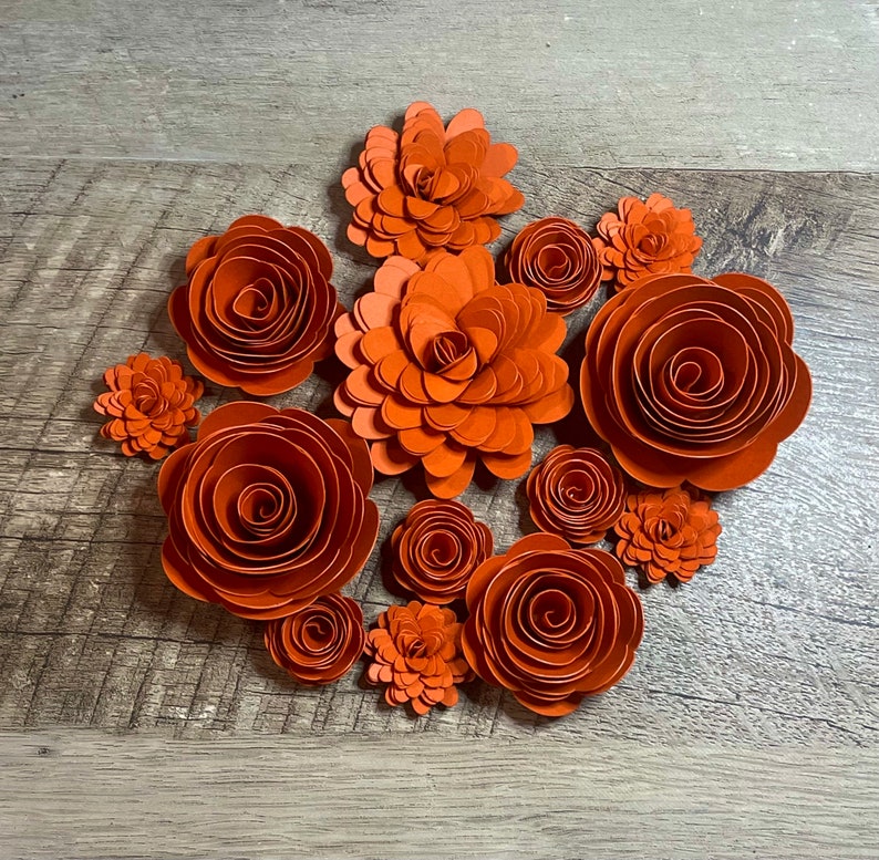 24 Piece Orange Rolled Paper Flower Assortment - Etsy