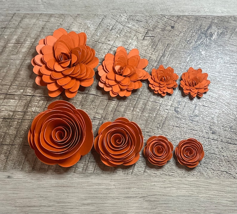24 Piece Orange Rolled Paper Flower Assortment - Etsy