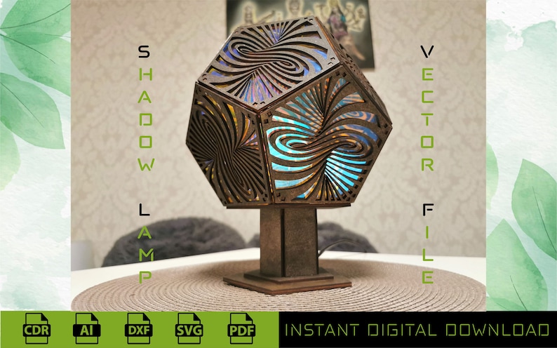 Dodecahedron Shadow Lamp Vector File - Laser Cut CNC Project (digital ...