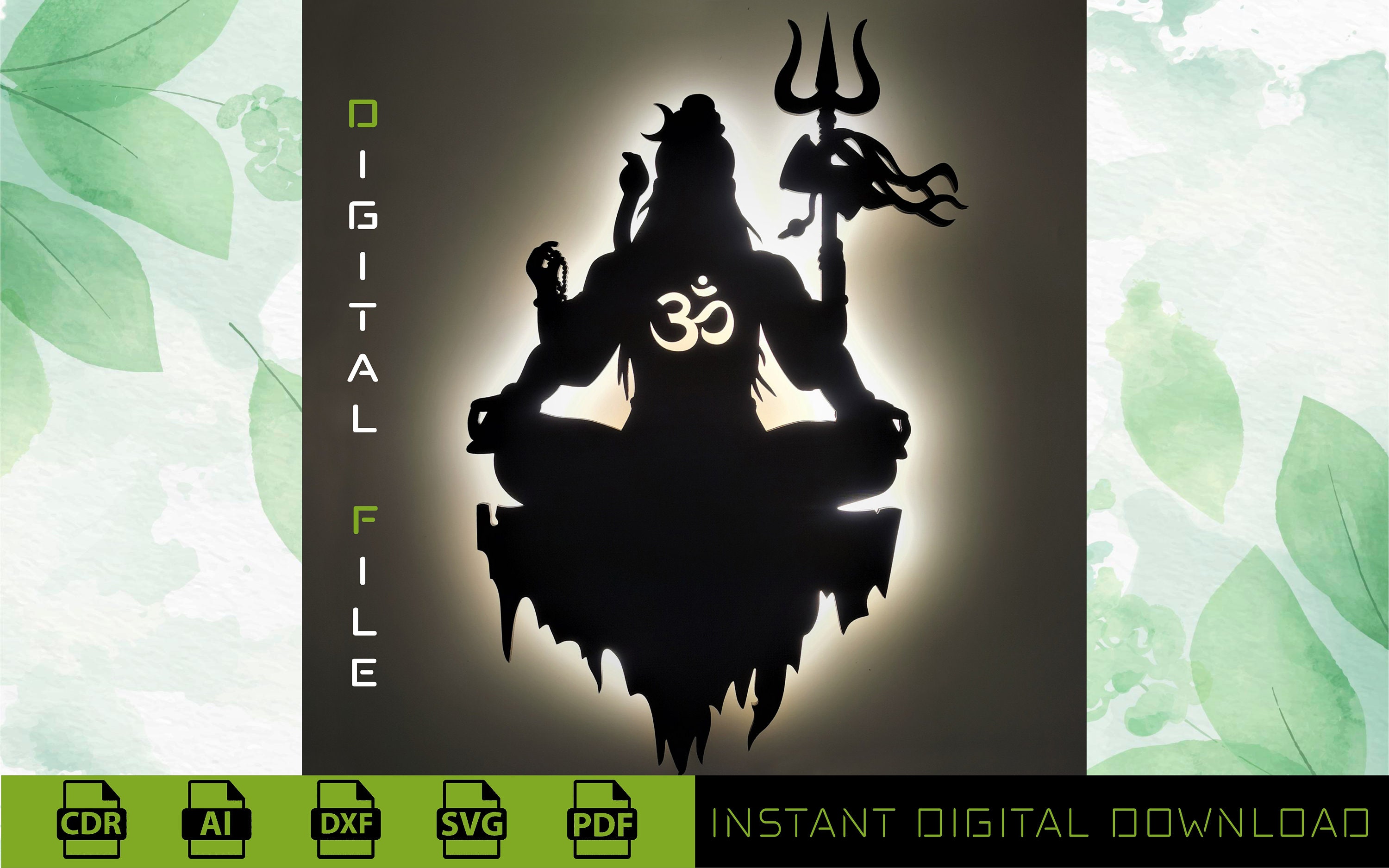 Lord Shiva Vector File, DIY Wall Light, Sacred Design Meditating Shiva ...