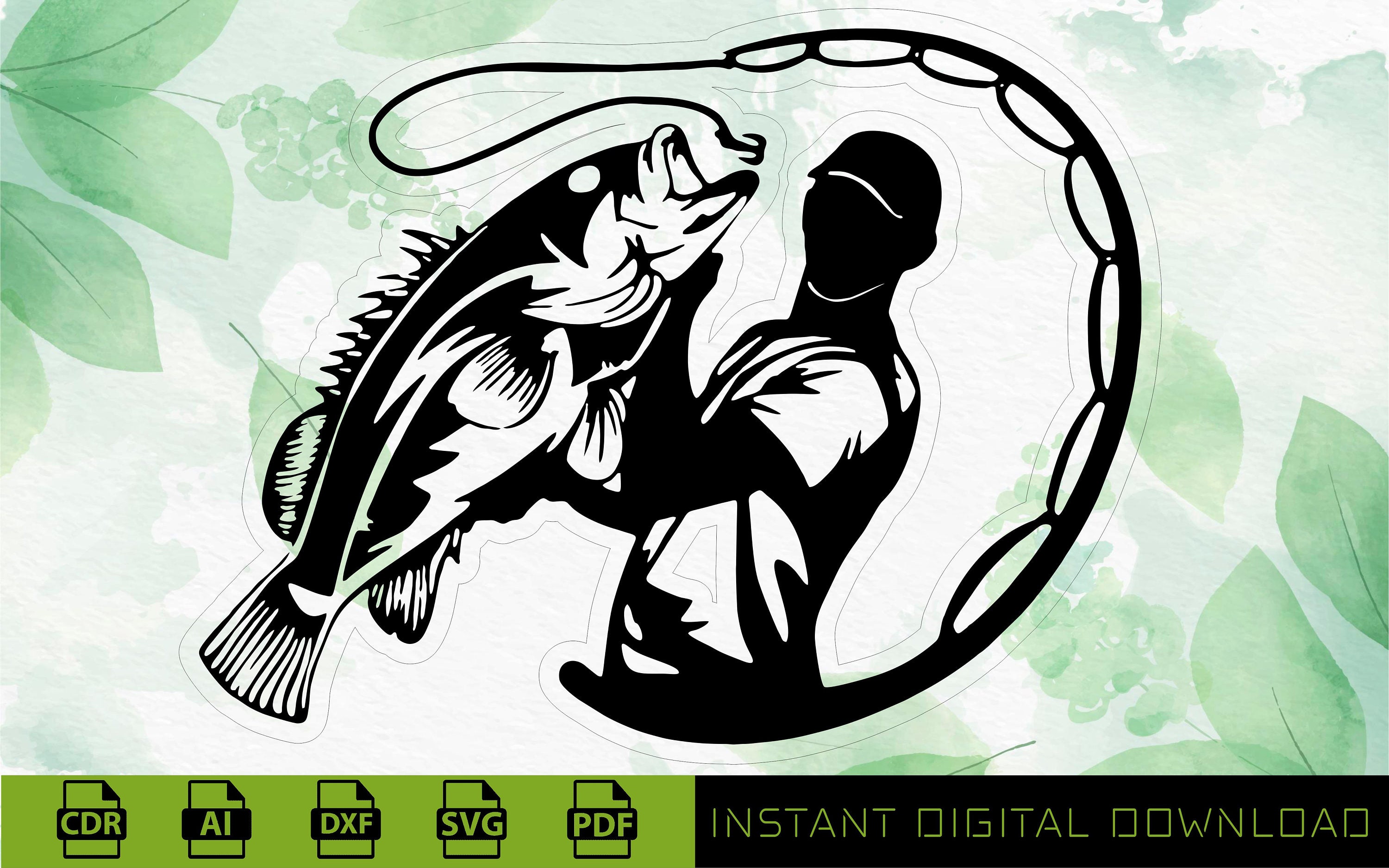 Fish and Fisherman Panel, Vector File, Laser Ready Cut File, CNC ...