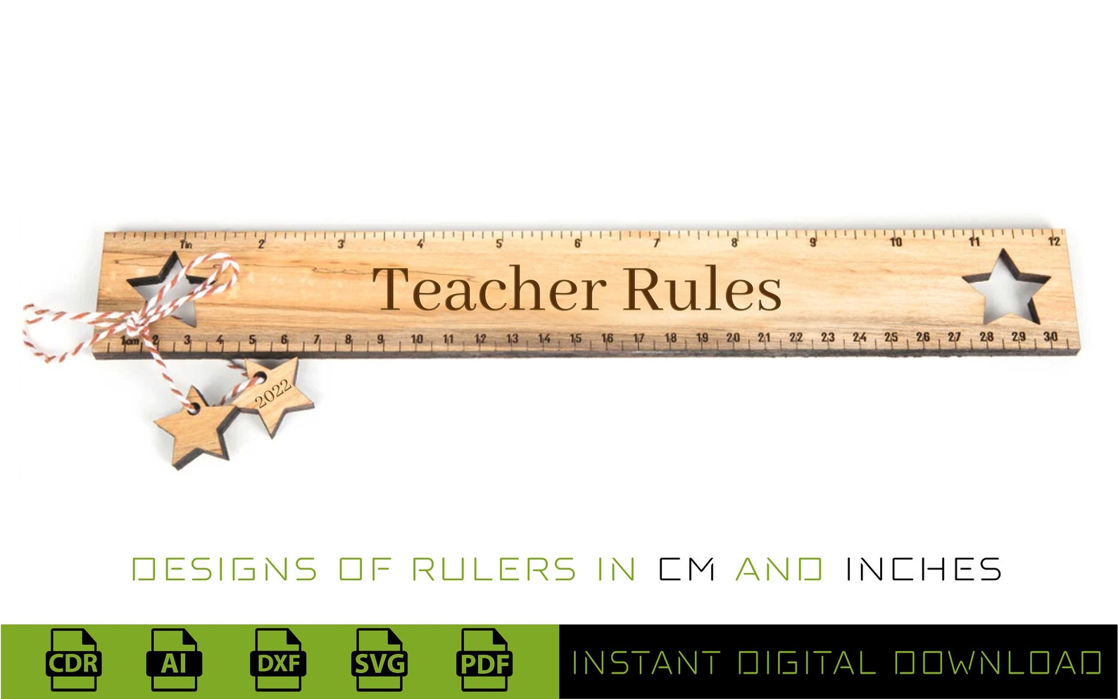 Teacher Ruler SVG, Laser Ready Cut File, 3 Designs Inside, Ruler ...