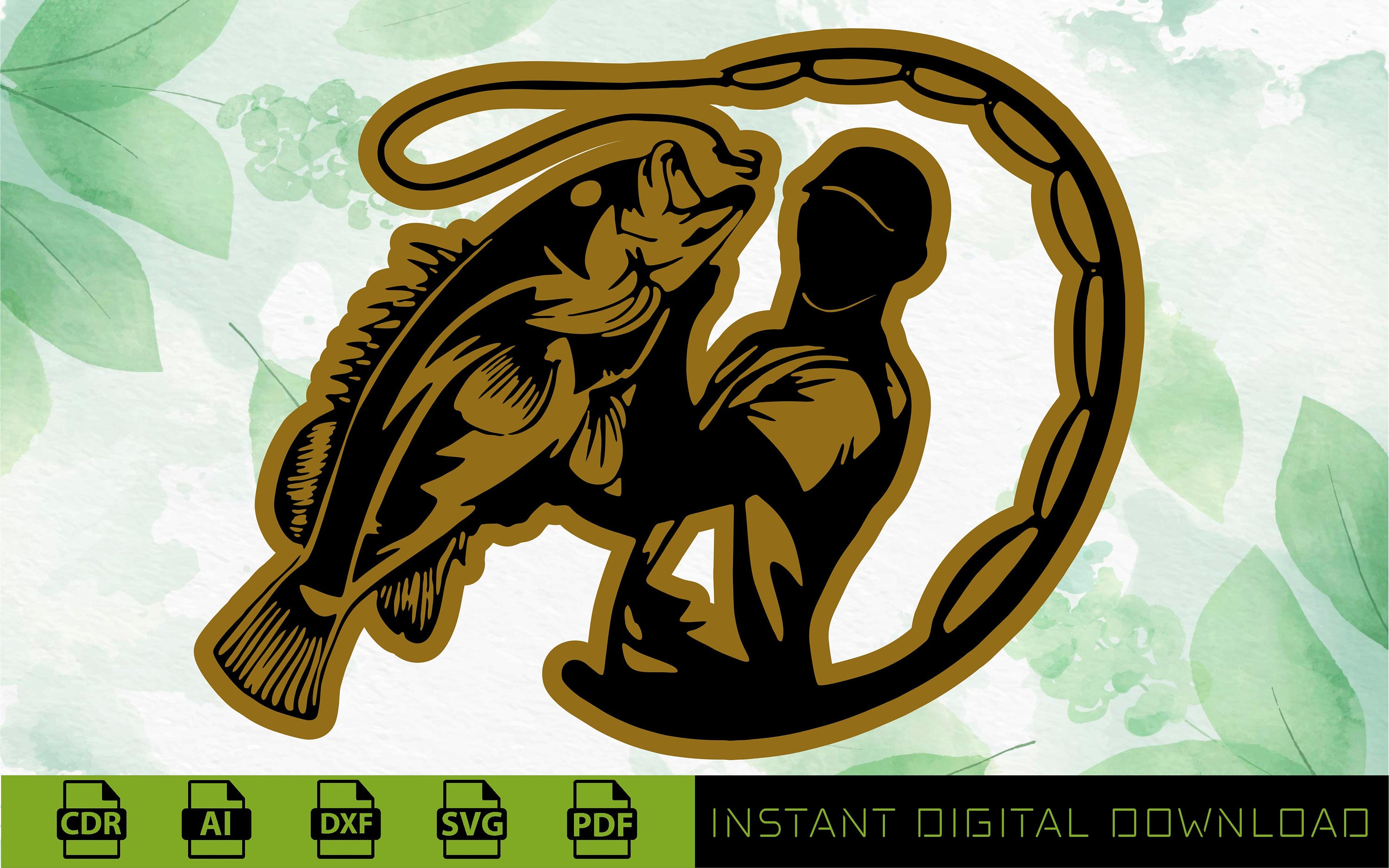 Fish and Fisherman Panel, Vector File, Laser Ready Cut File, CNC ...