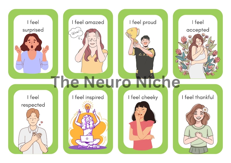 Emotion Flashcards: 48 Color-coded Cards for Alexithymia (digital ...