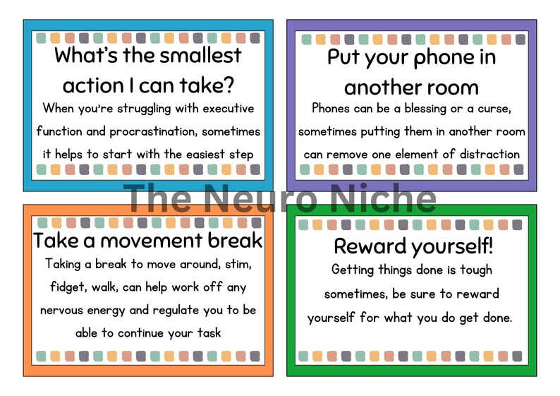 Executive Function Strategy Support Cards - ADHD, Autism, Neurodivergent - Etsy Australia