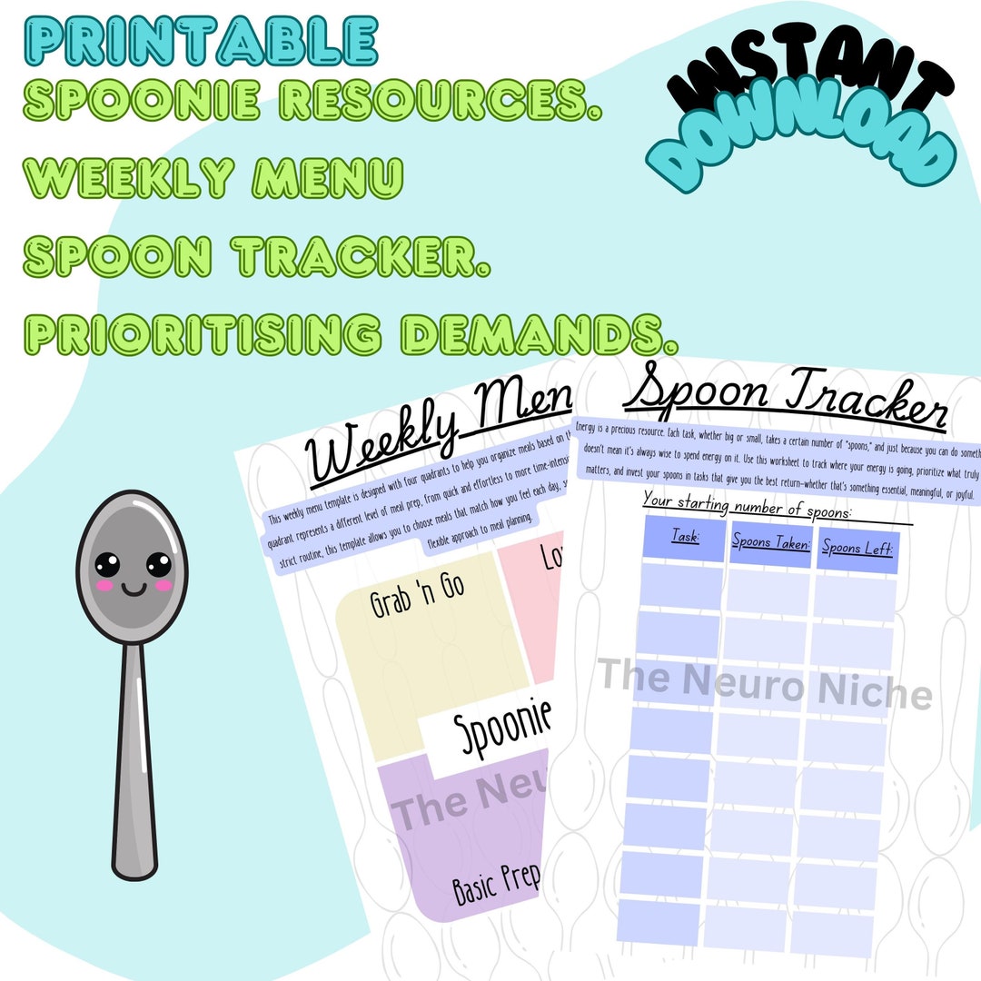 Spoonie Resource Bundle - Chronic Illness, Autism, ADHD. Meal Planner ...