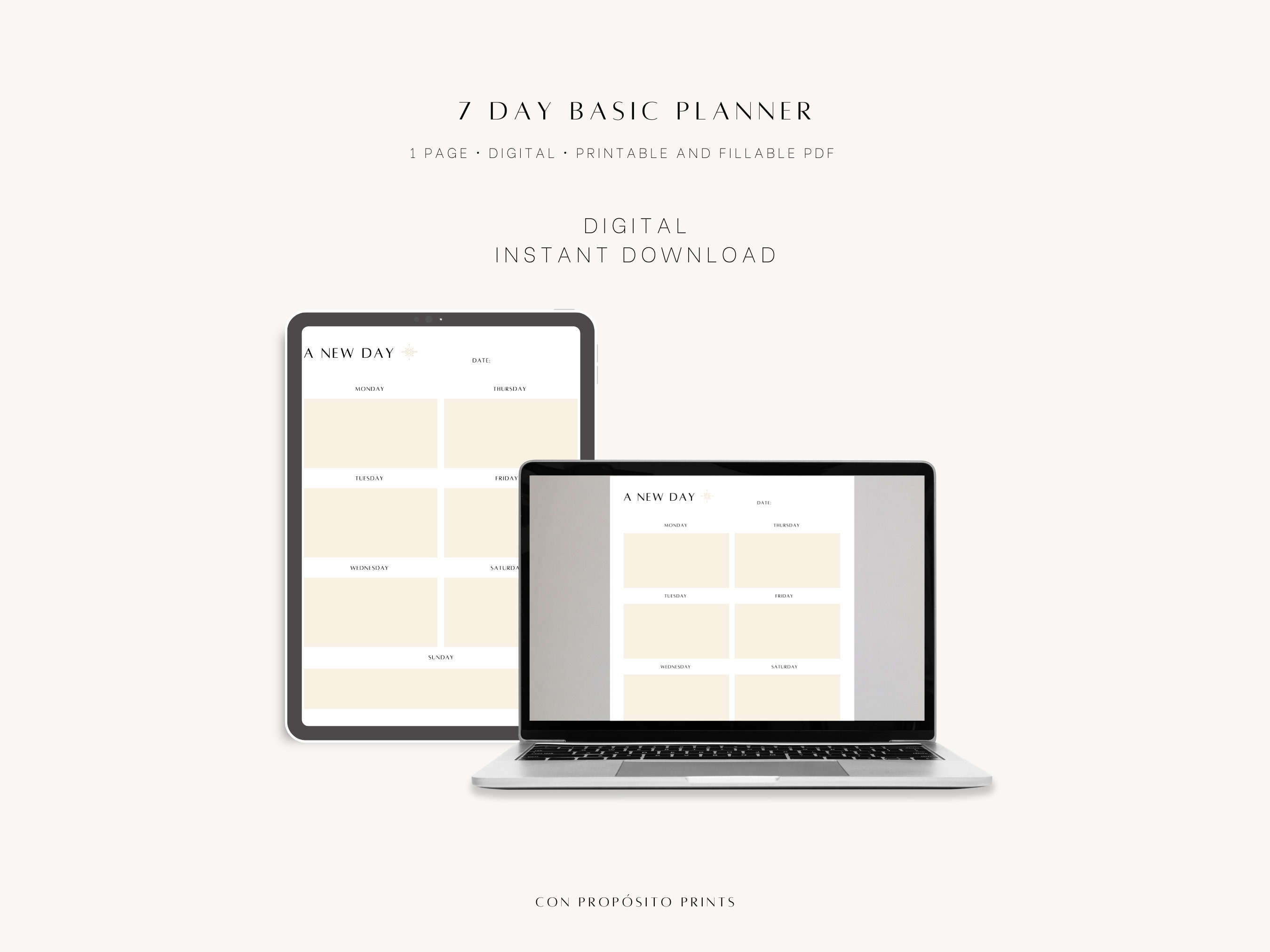 Seven Day Weekly Planner, Weekly Schedule, Work Planner, Daily ...